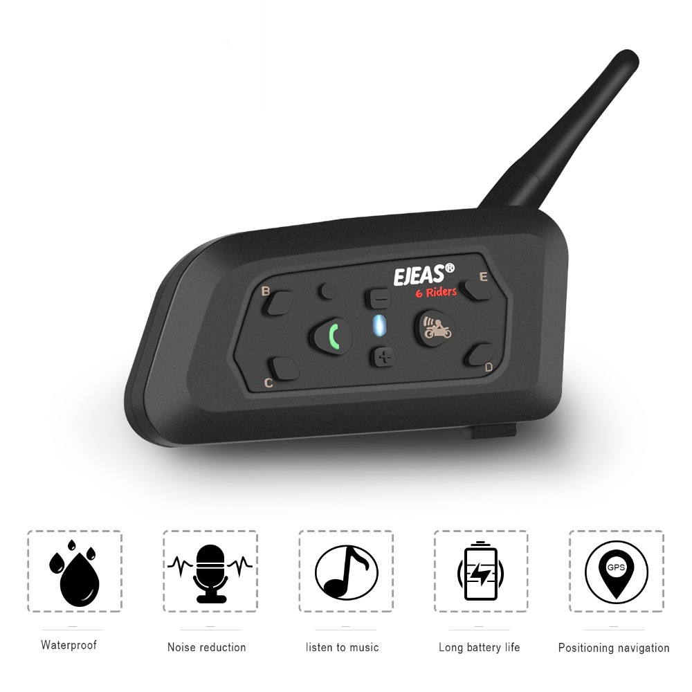 V6 Bluetooth Helmet Intercom Moto Motorcycle Communicator FM Headset ...